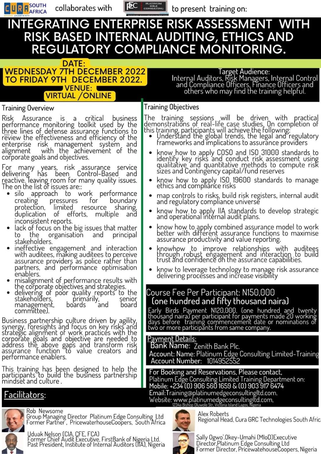 INTEGRATING ENTERPRISE RISK ASSESSMENT WITH RISK BASED INTERNAL AUDITING, ETHICS AND REGULATORY ...